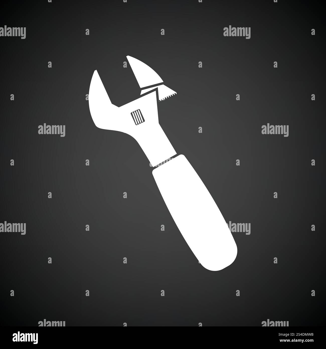 Adjustable wrench icon. Black background with white. Vector ...