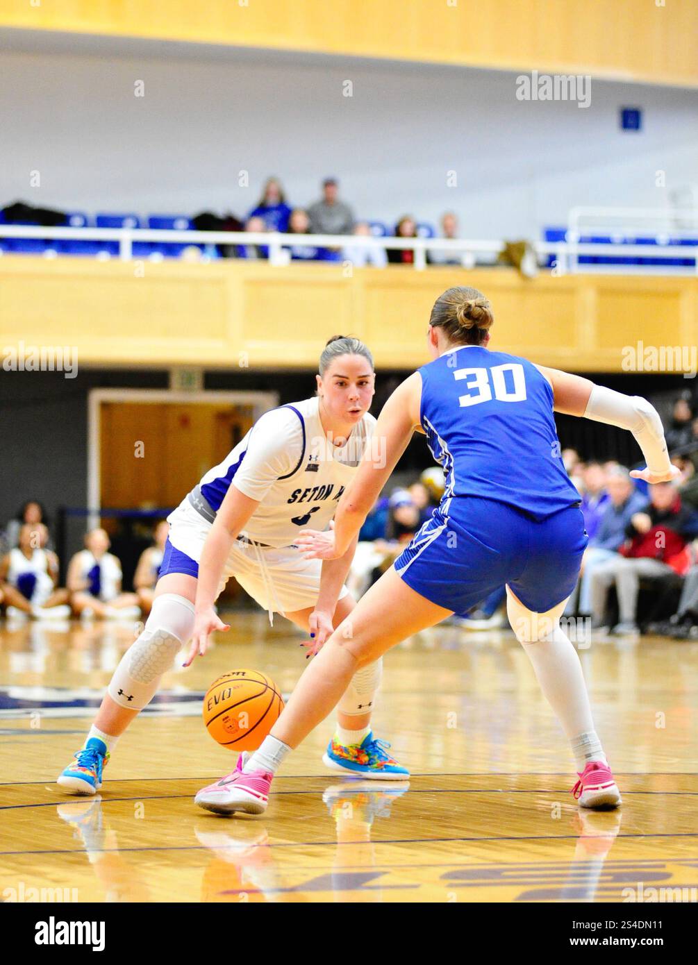 Seton Hall's Faith Masonius (3) drives against Creighton's Morgan Maly ...