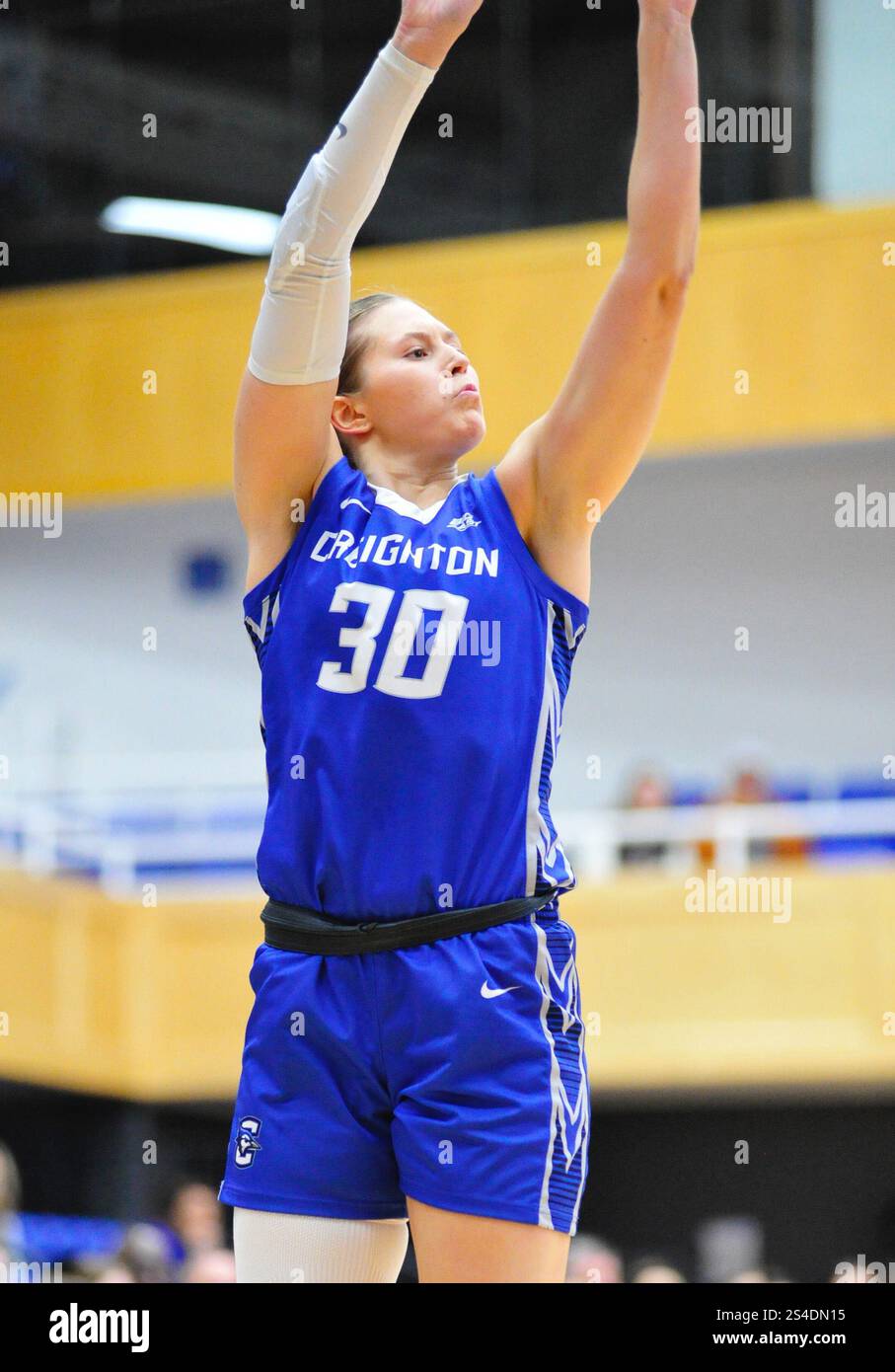 South Orange, USA. 11th Jan, 2025. Creighton's Morgan Maly (30) during ...