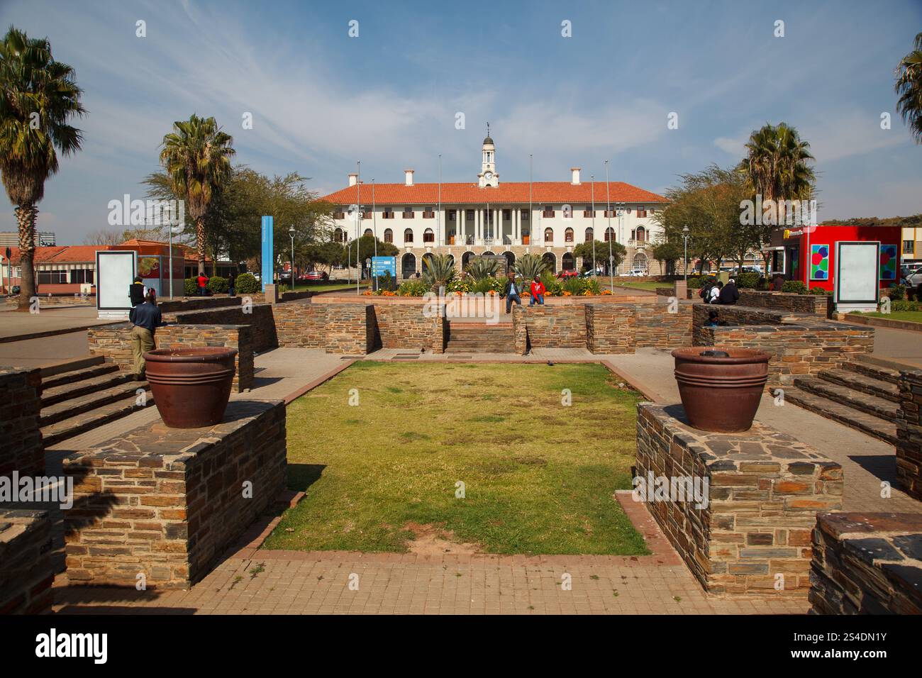 The Pretoria railway station historical building of 1910 with a small ...