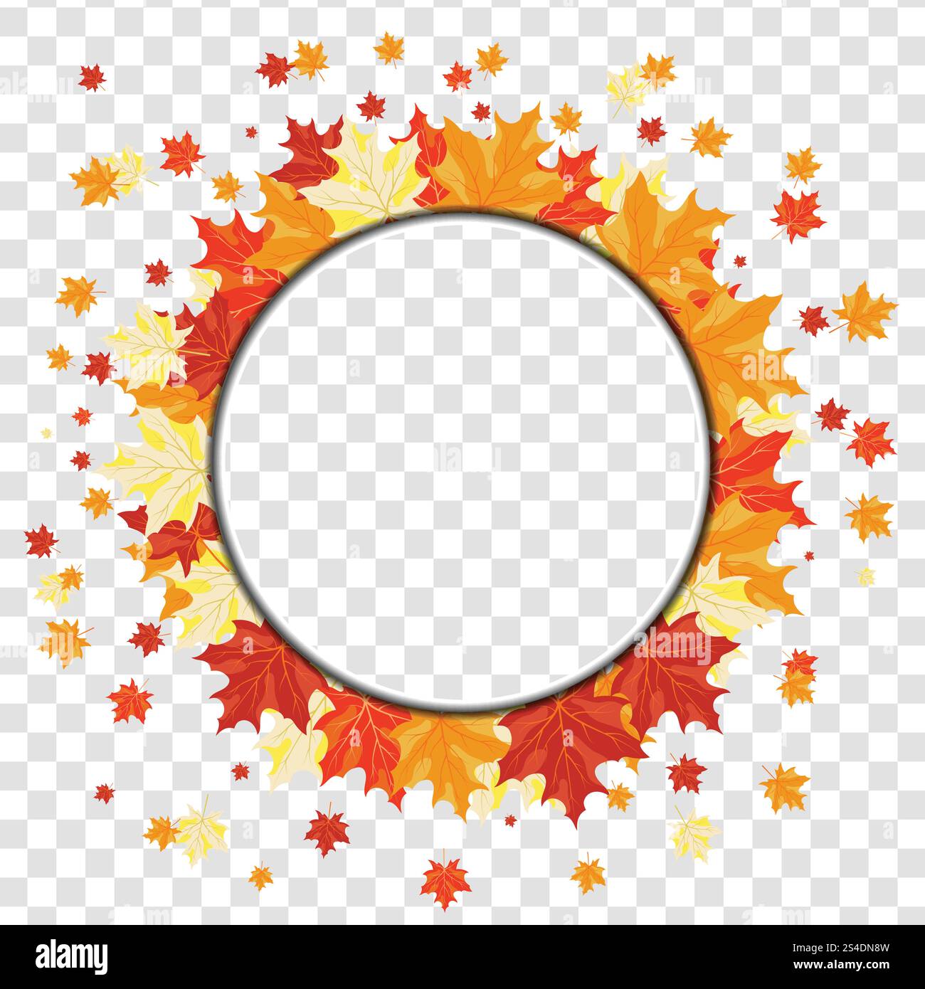 Autumn Frame With Falling Maple Leaves on transparency (alpha) grid ...