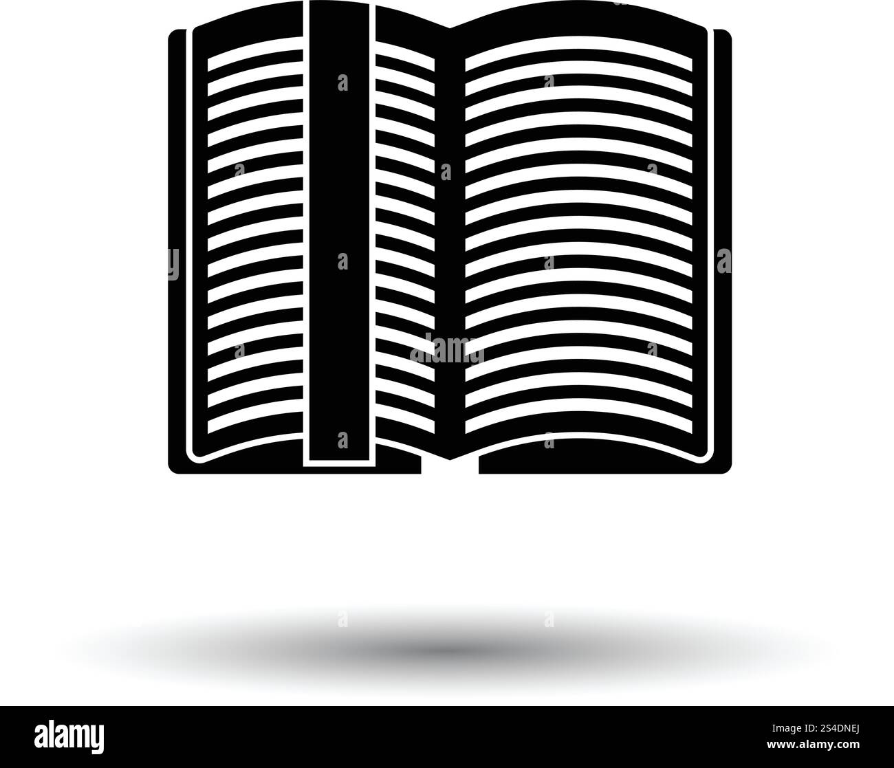 Open book with bookmark icon. White background with shadow design ...