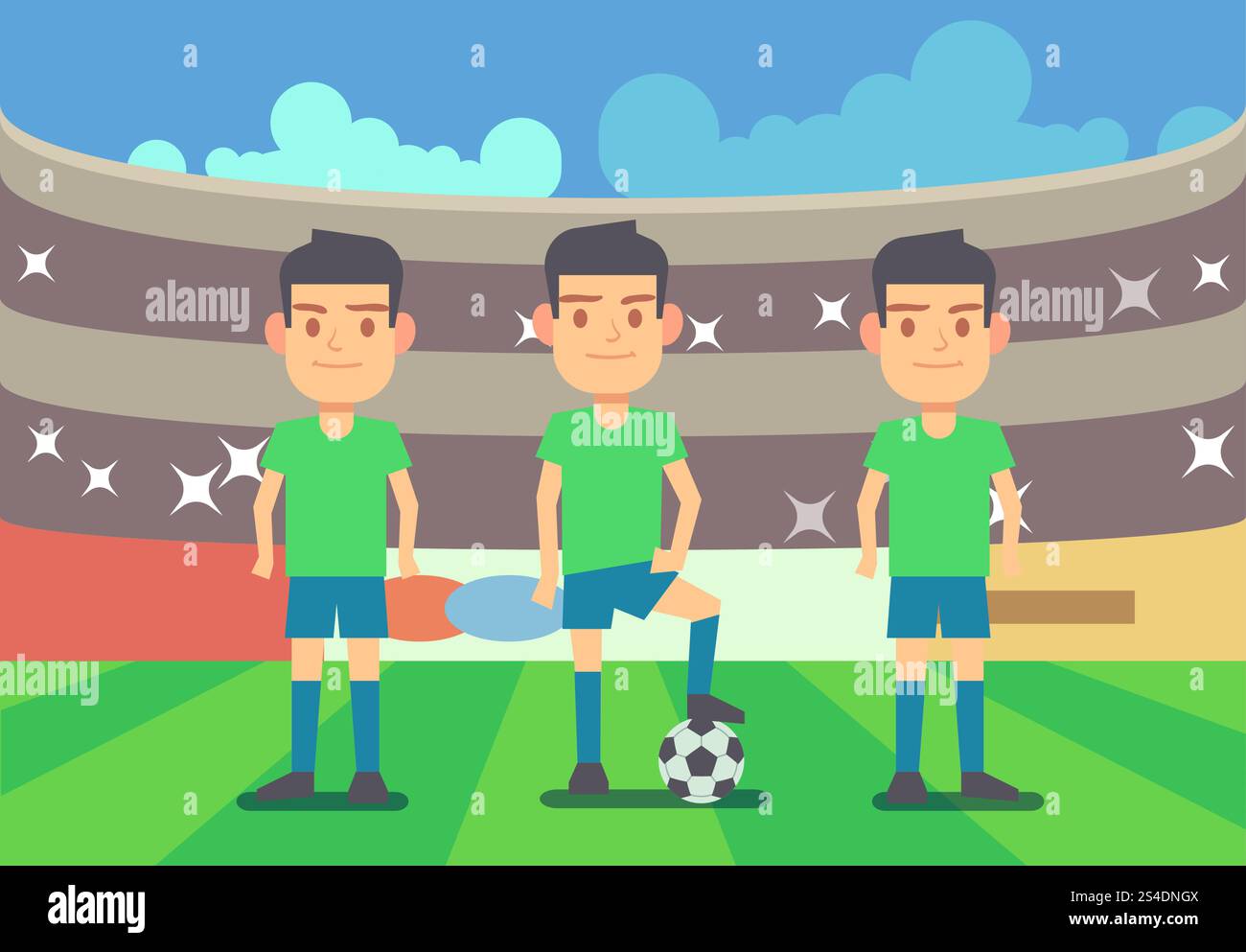 Football, soccer players vector illustration. Football team on ...