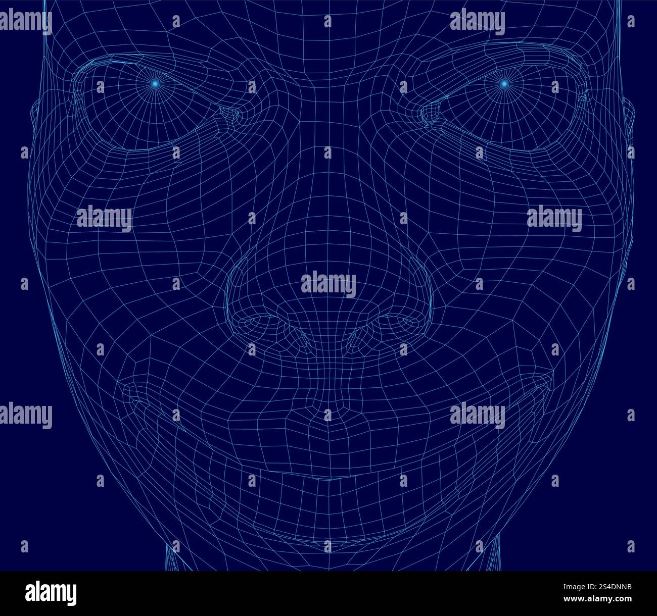Blue face with a mesh pattern. The face is very detailed and has a very ...