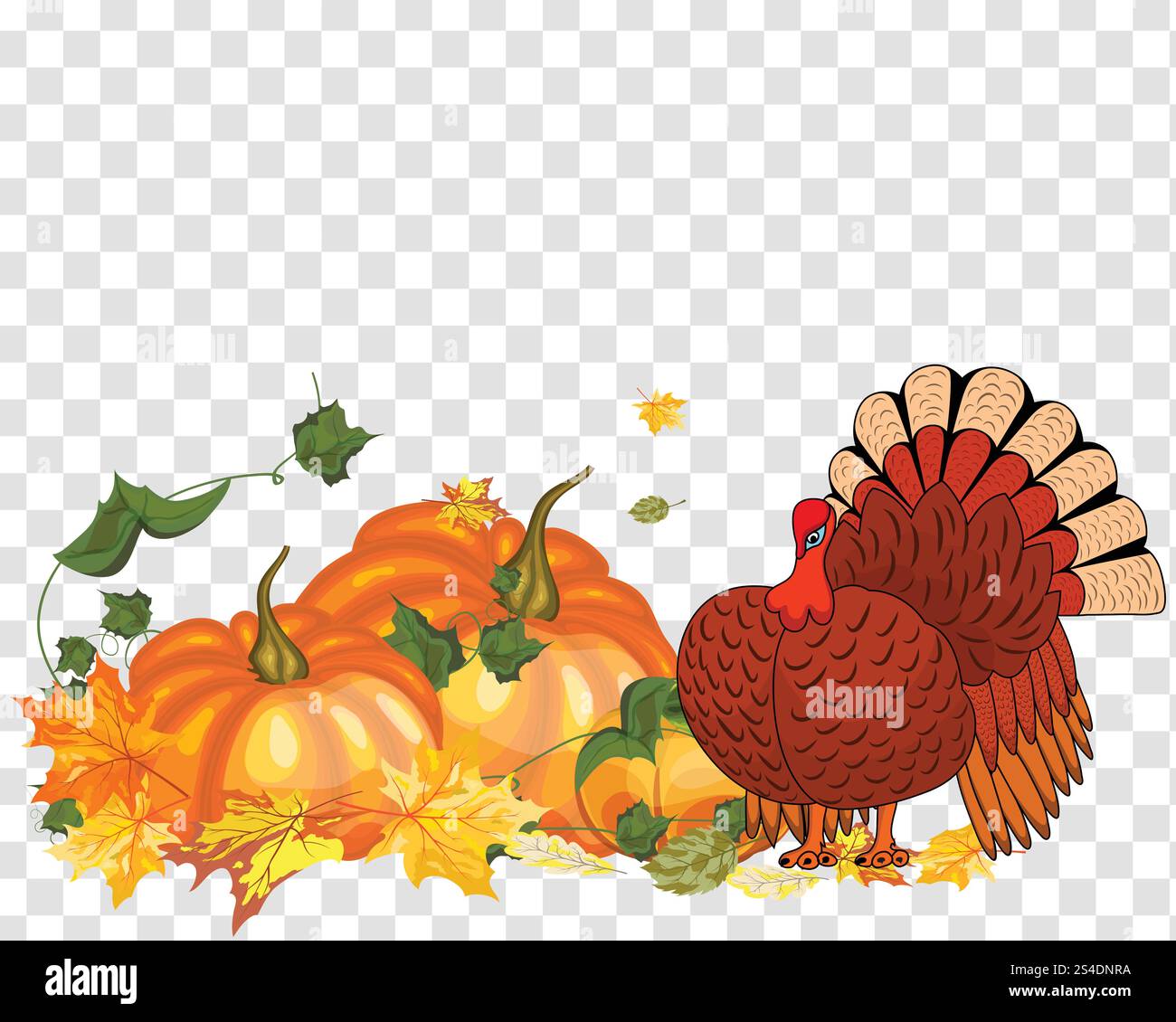 Thanksgiving Day Greeting Card. Design Consist From Pumpkin, Turkey, Tomato, Maple Leaves Over ...