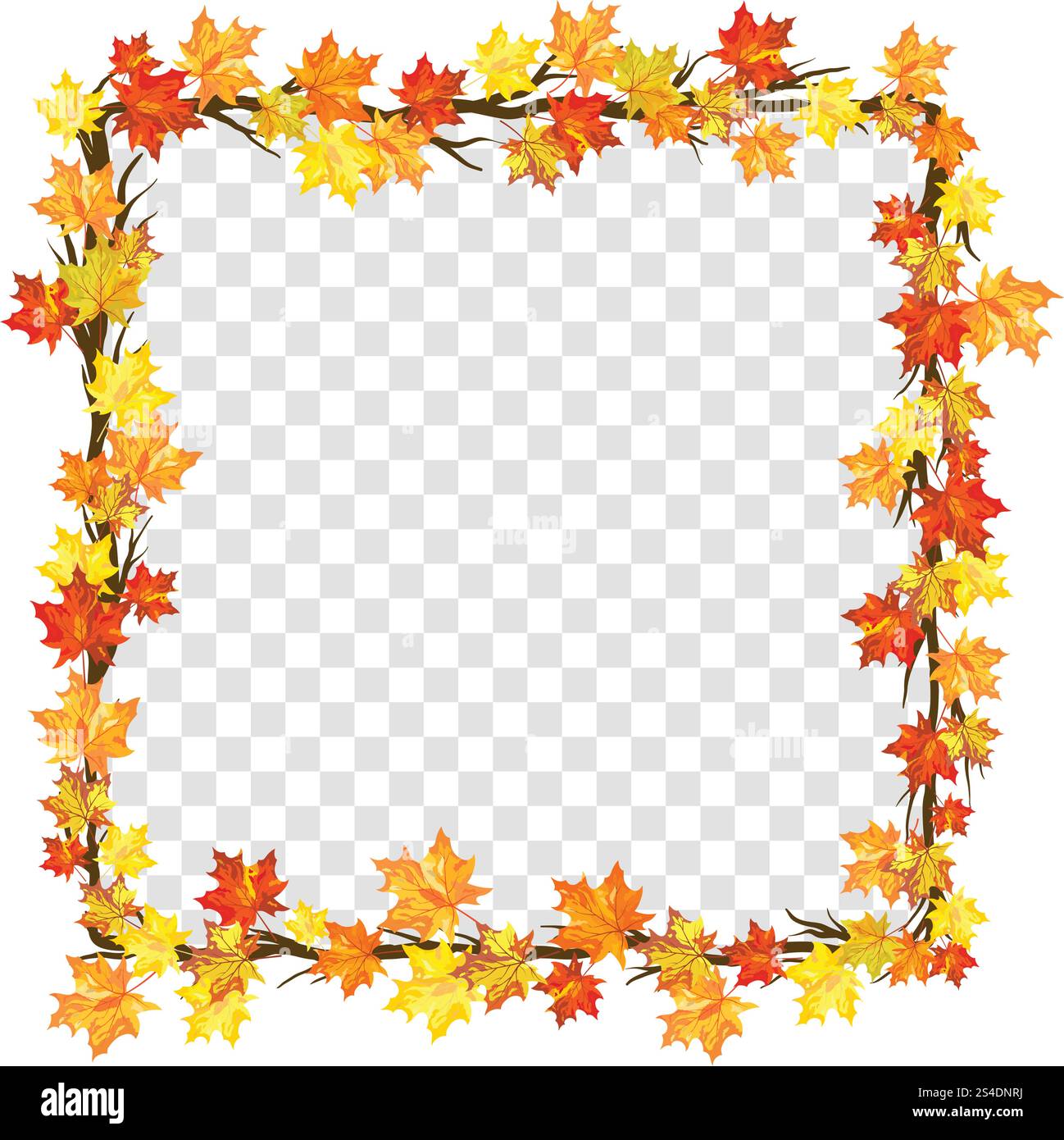 Autumn Frame With Falling Maple Leaves on transparency (alpha) grid ...