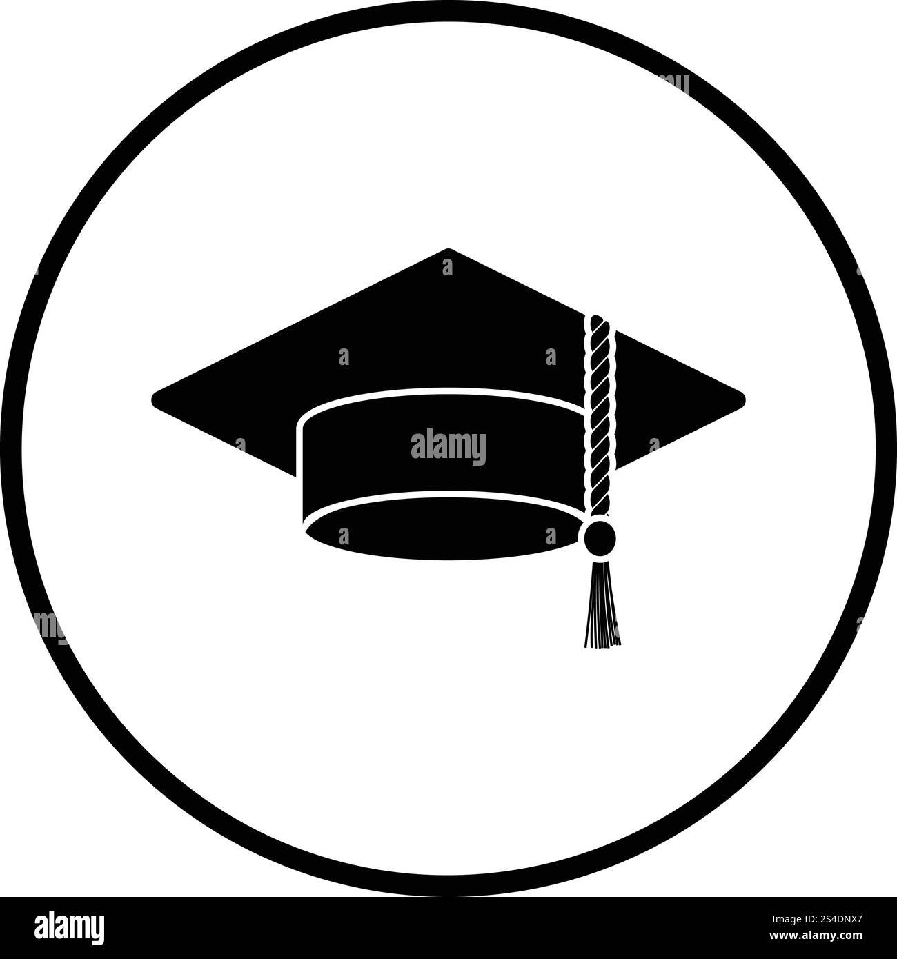 Graduation cap icon. Thin circle design. Vector illustration Stock ...
