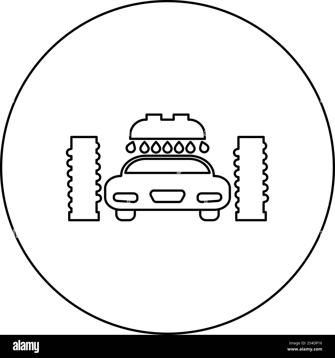 Car wash automatic icon black color in round circle outline vector ...
