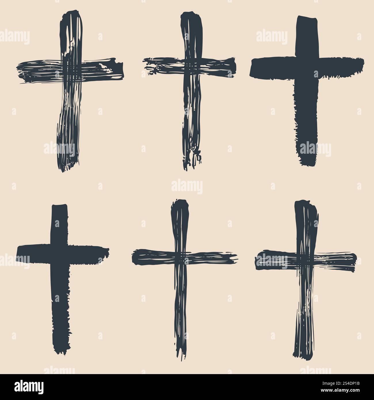 Grunge religious, baptism, christian crosses, crucifix symbols vector ...