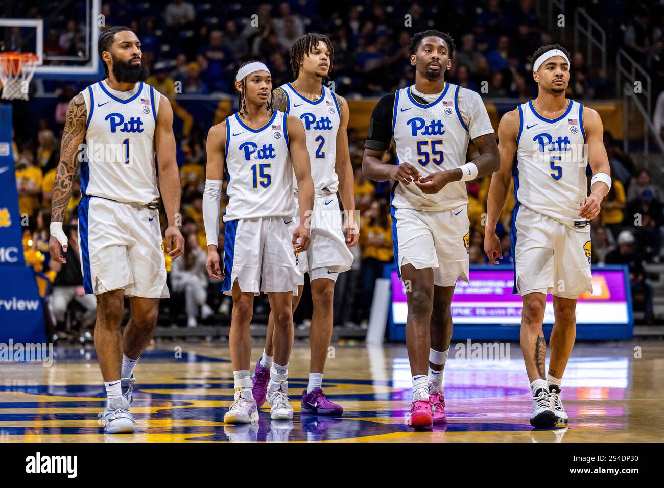 January 11, 2025: Pitt Panthers players walk out of a timeout during ...