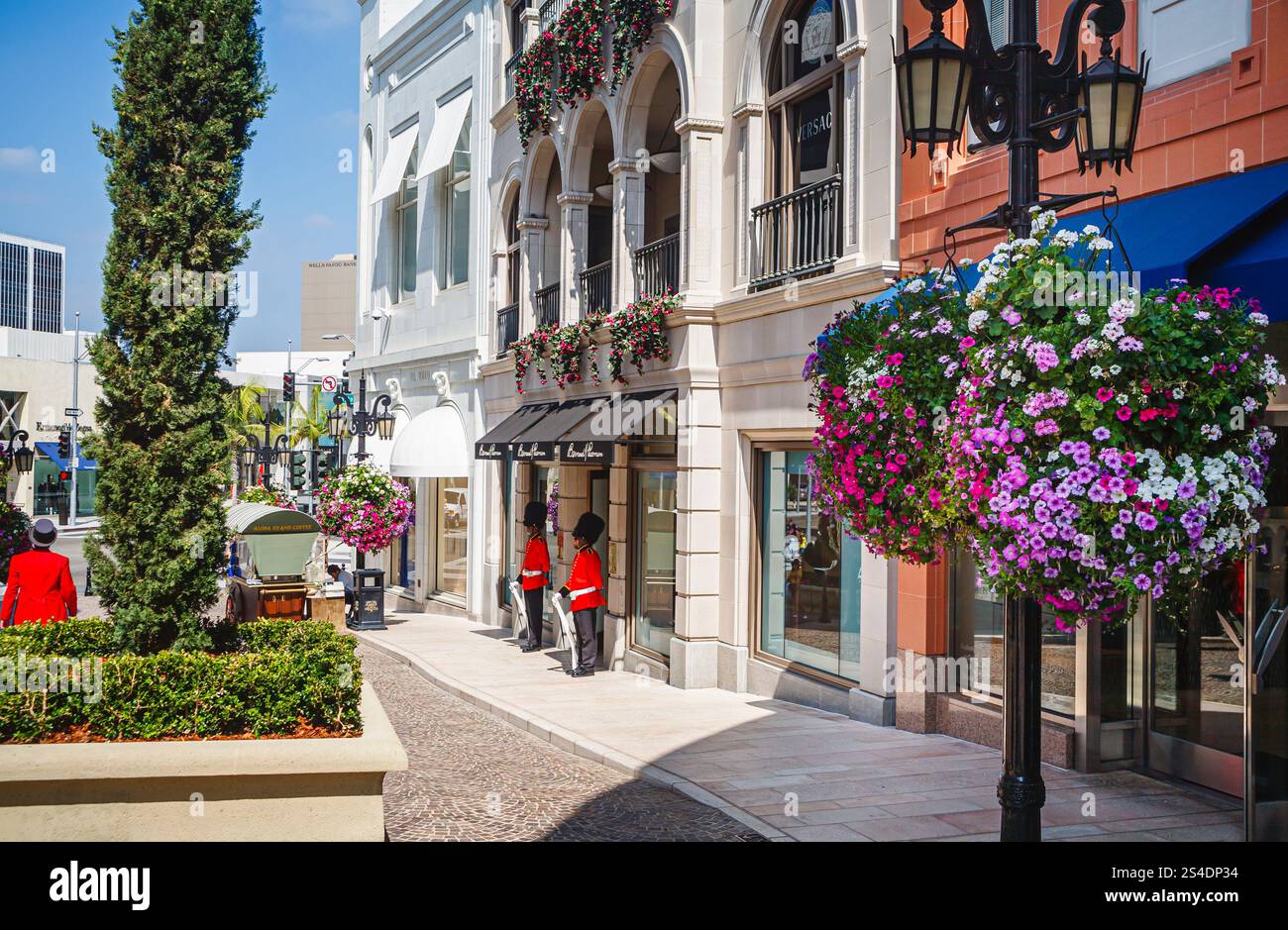 Doormen dressed as soldiers in red uniforms stand outside Bernard K ...