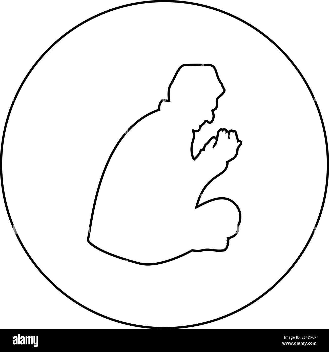 Praying Muslim icon black color in round circle outline vector ...