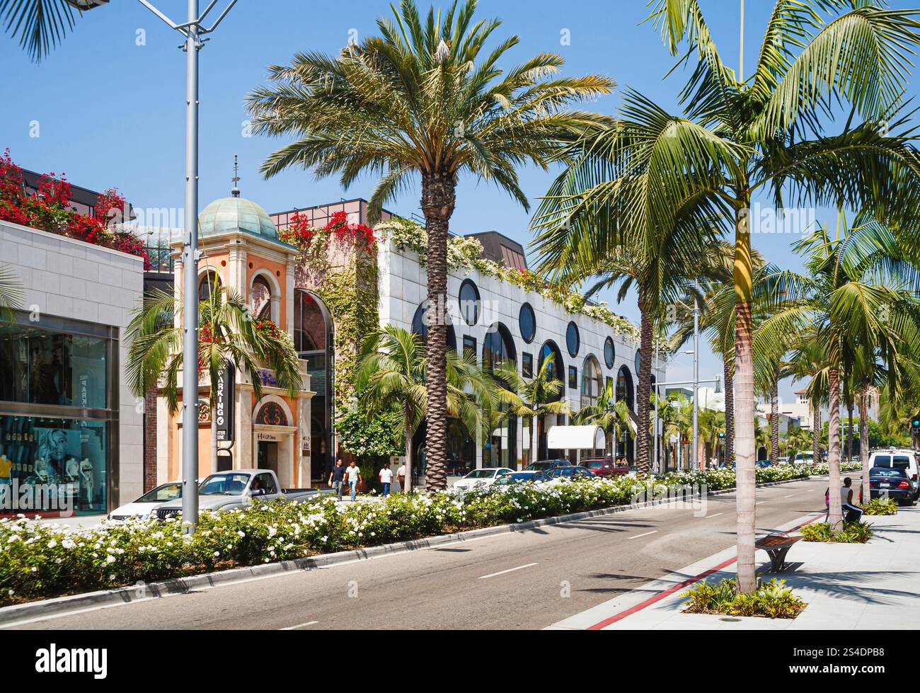 The iconic , exclusive, expensive Rodeo Drive lined with palm trees in ...