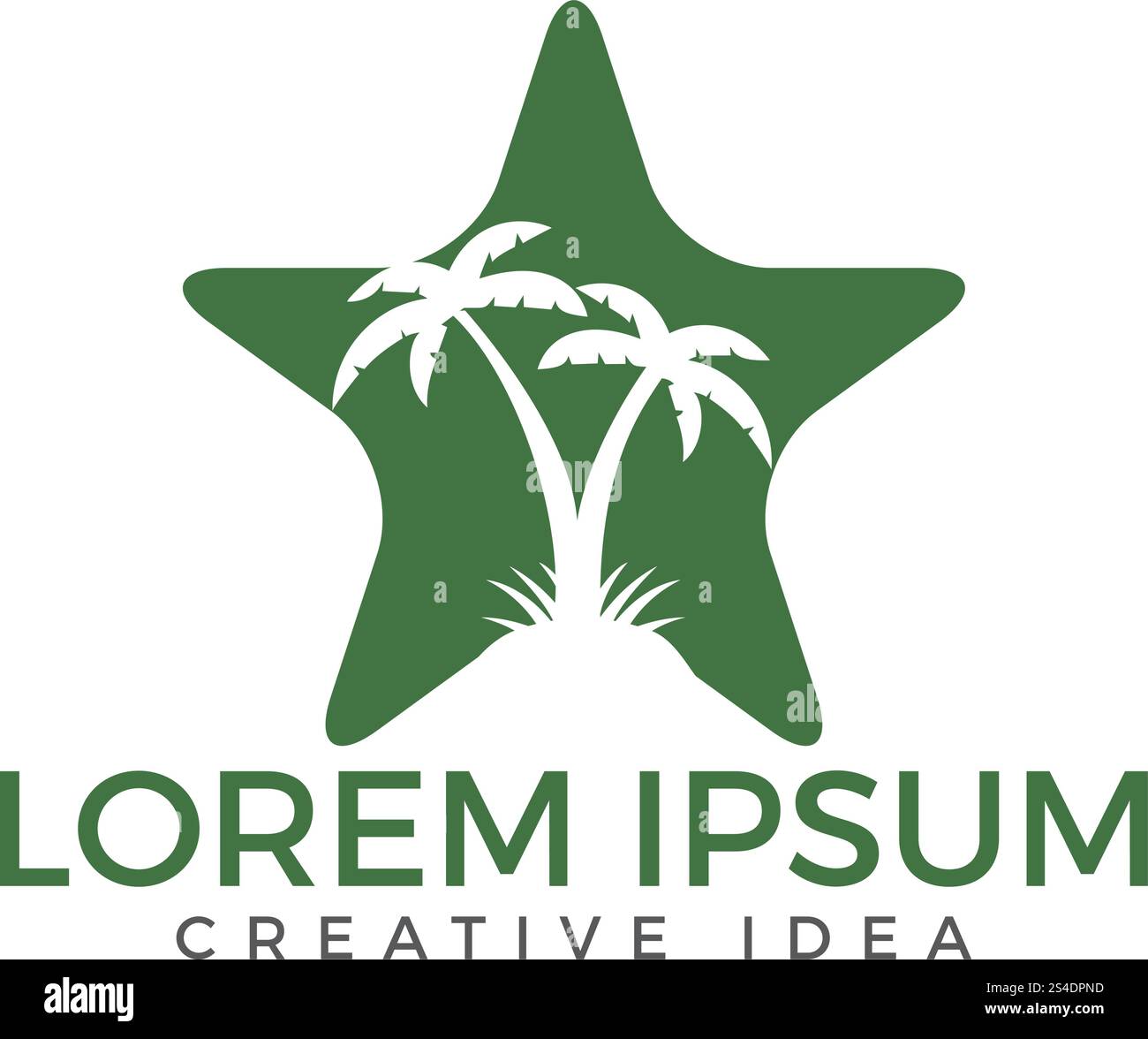 Star shaped tropical beach and palm tree logo design Stock Vector Image ...
