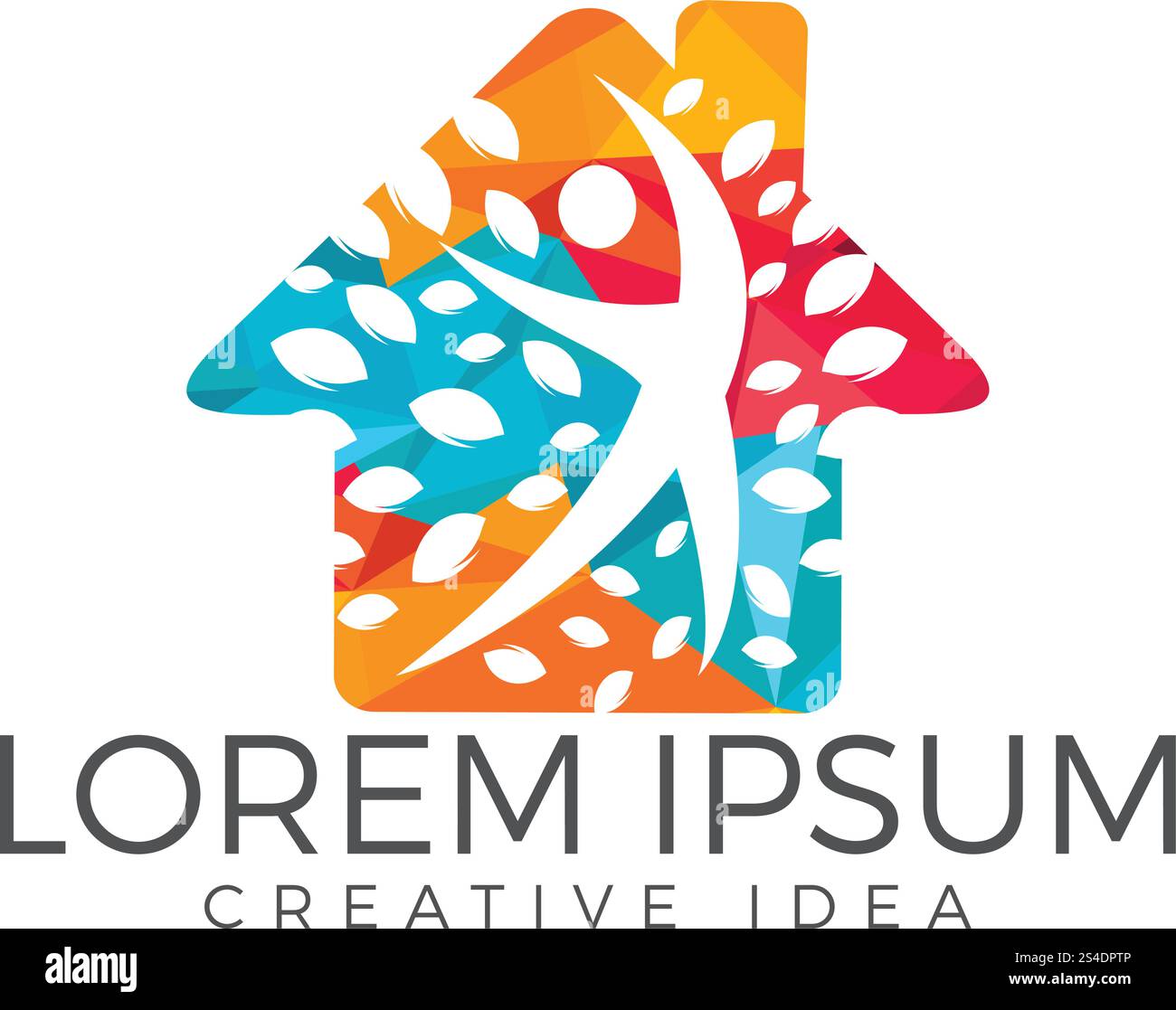 Human character with green leafs logo. Wellness and Nature logo. Home ...