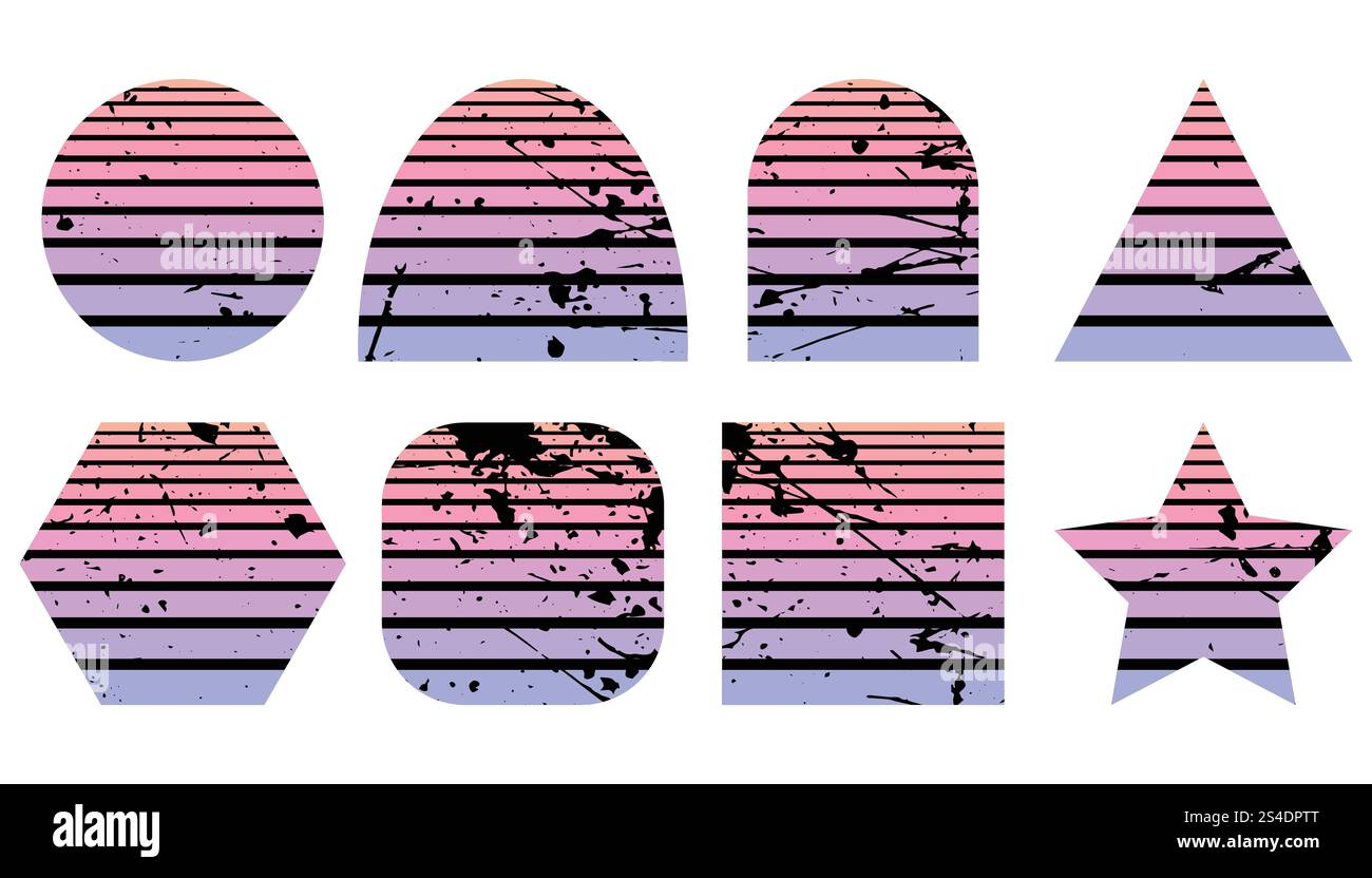 Set of retro sunsets in the style of the 80s and 90s. Retro Sunset ...