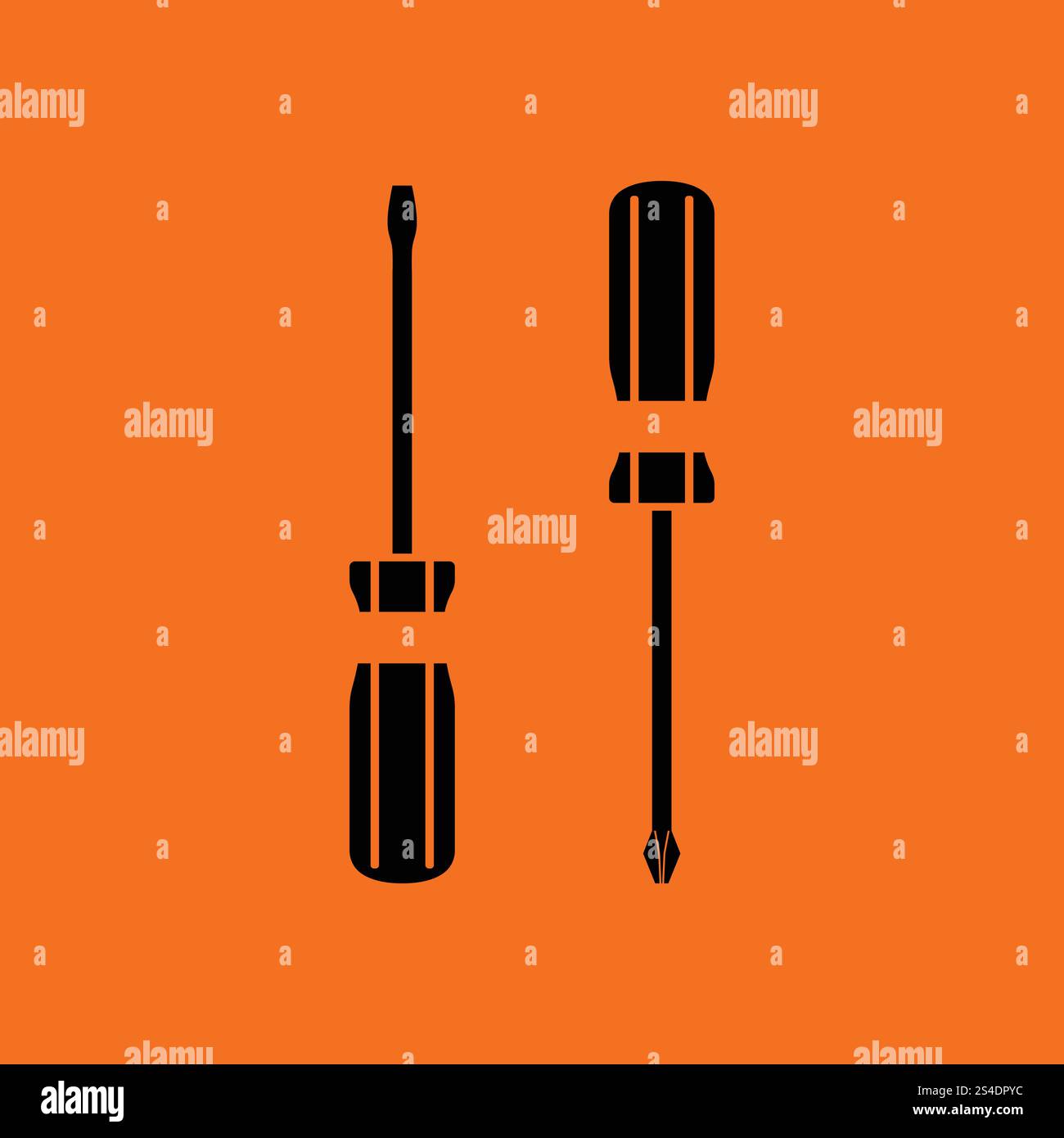 Screwdriver icon. Orange background with black. Vector illustration ...