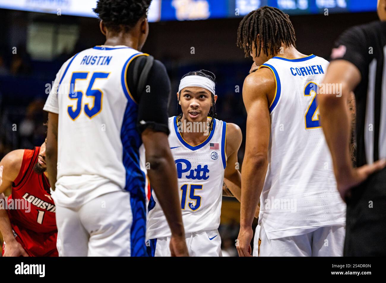 January 11, 2025: Pitt Panthers guard Jaland Lowe (15) talks to ...