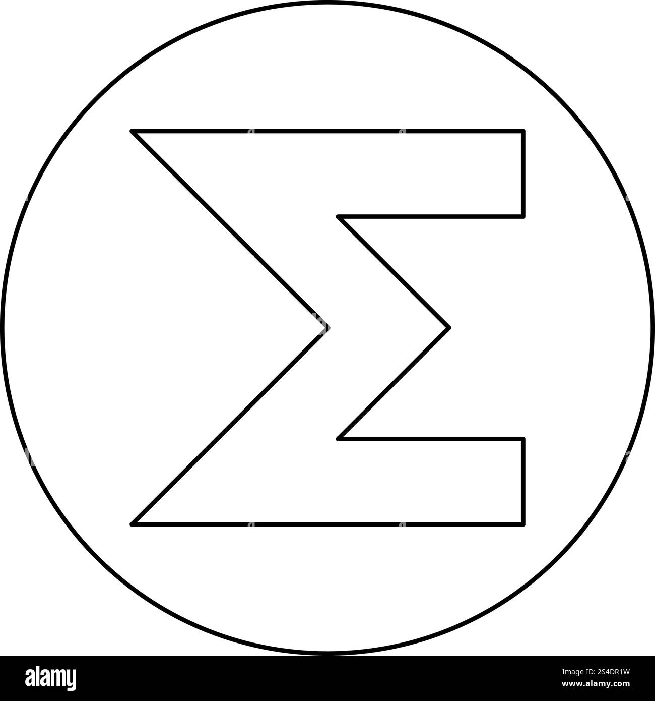 Sum symbol icon black color in round circle outline vector illustration ...