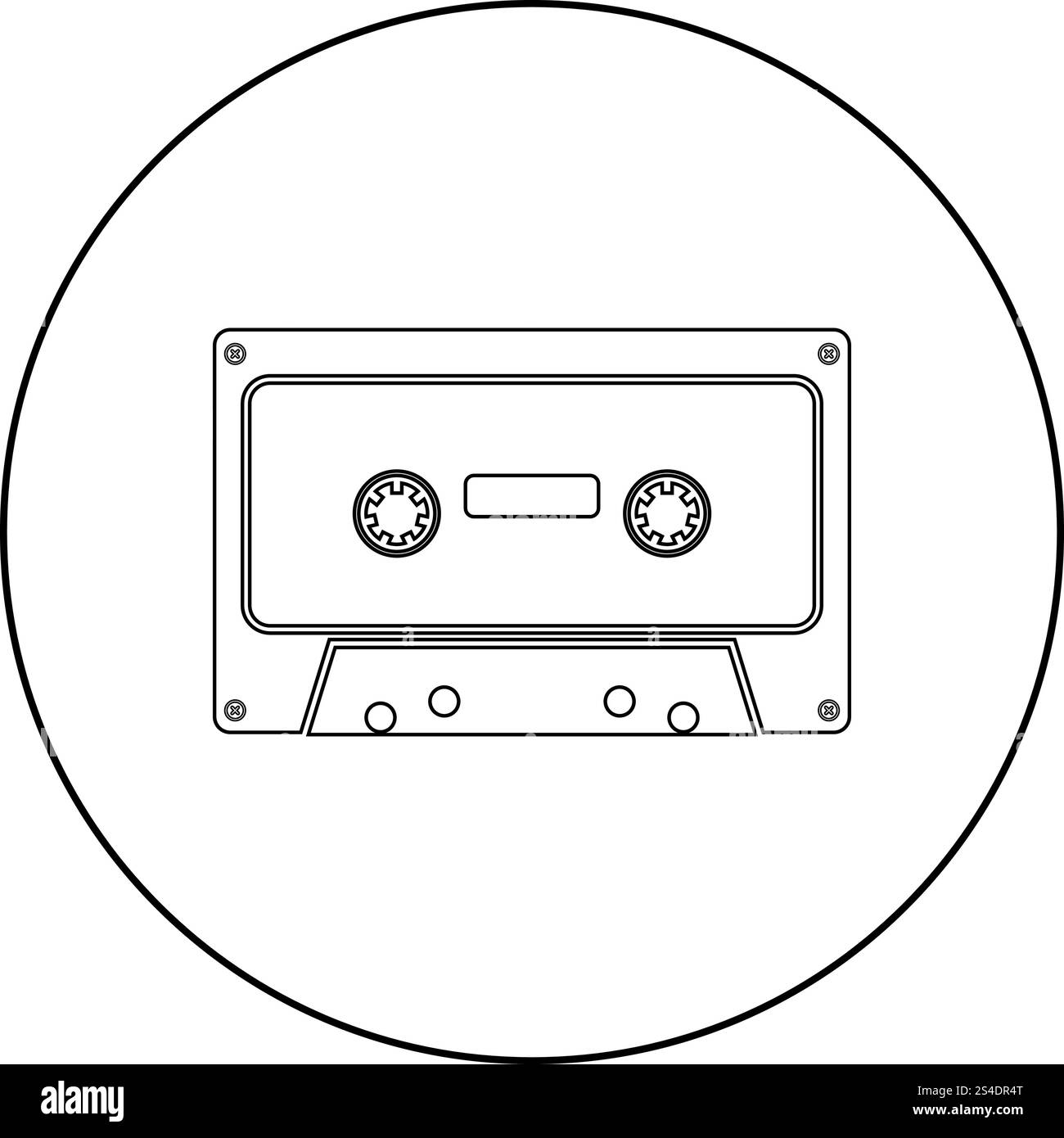 Retro audio cassette icon black color in round circle outline vector ...
