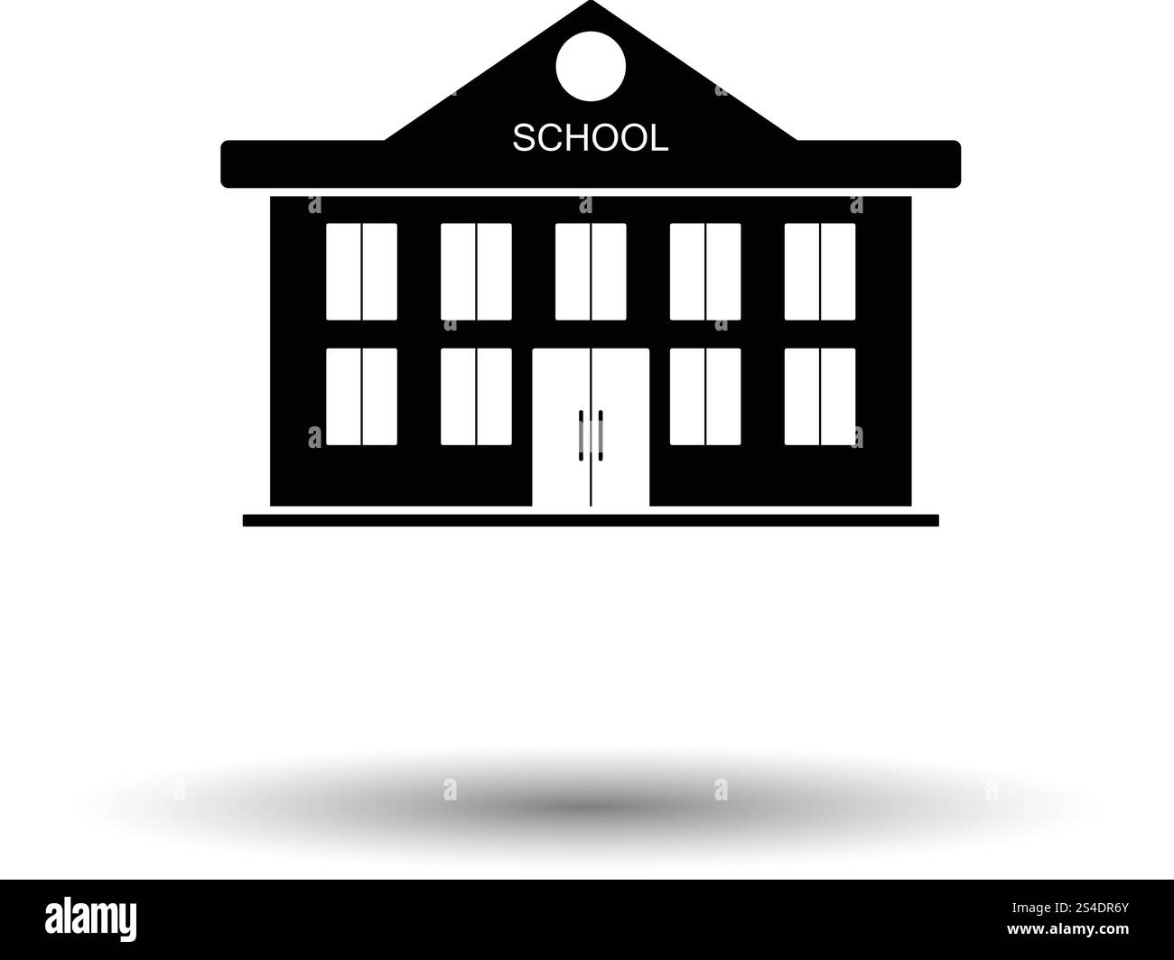 School building icon. White background with shadow design. Vector ...