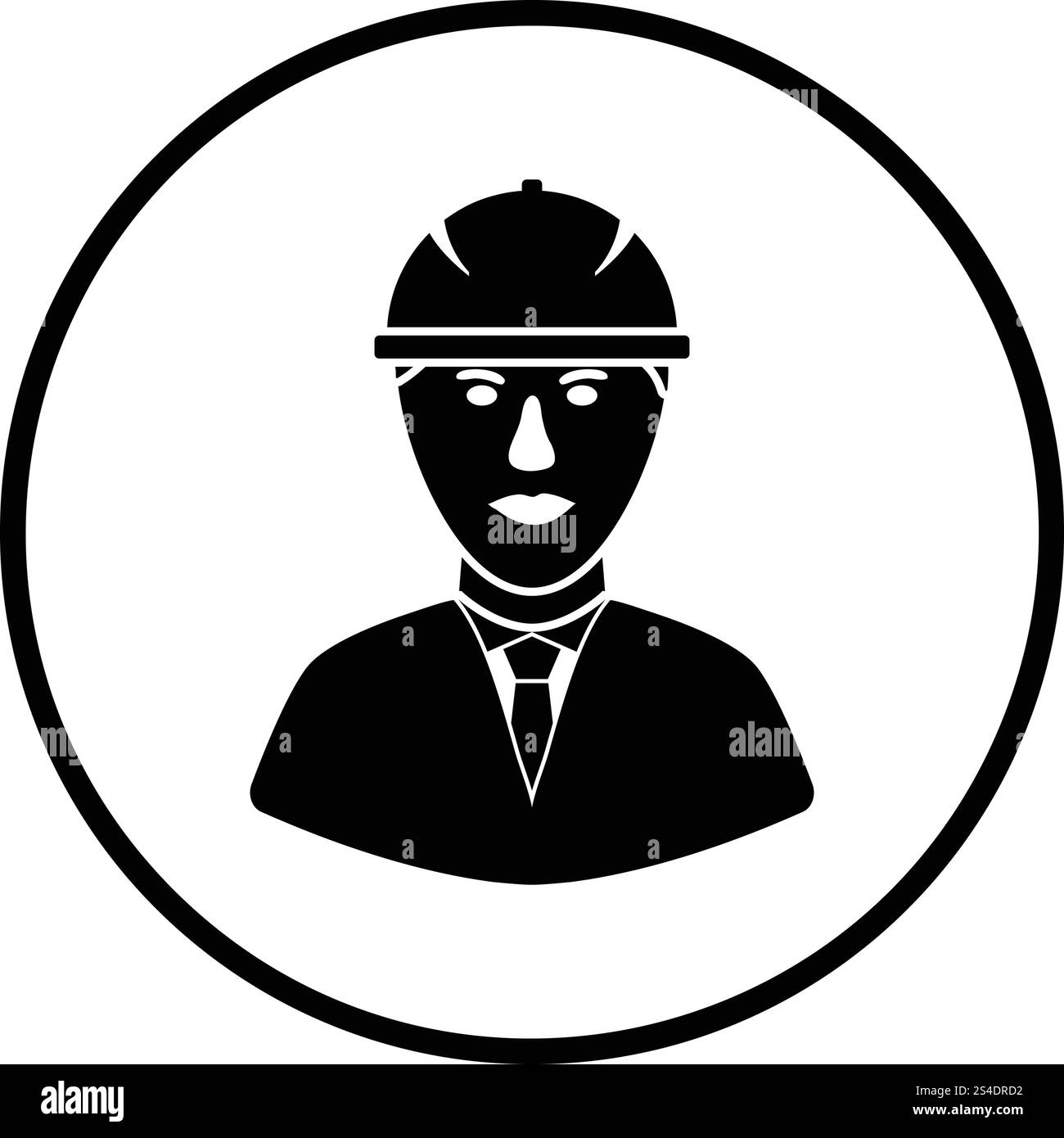 Icon of construction worker head in helmet. Thin circle design. Vector ...