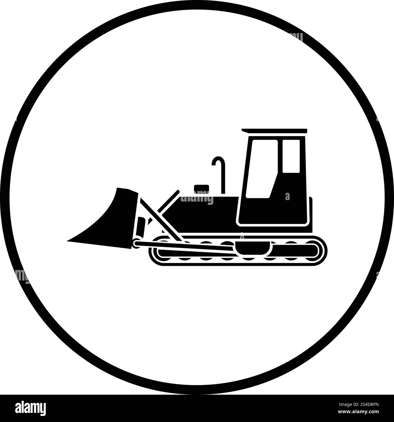 Icon of Construction bulldozer. Thin circle design. Vector illustration ...