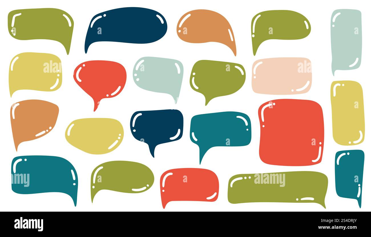 Cute colorful speech bubbles collection isolated on white background ...