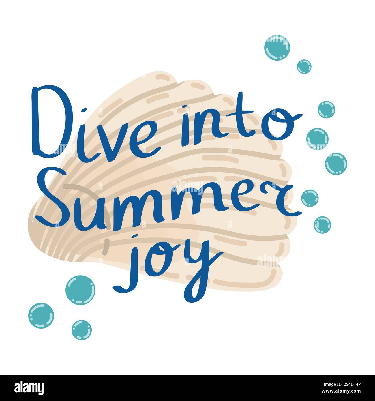Cute hand drawn lettering Dive into Summer joy slogan, phrase with ...