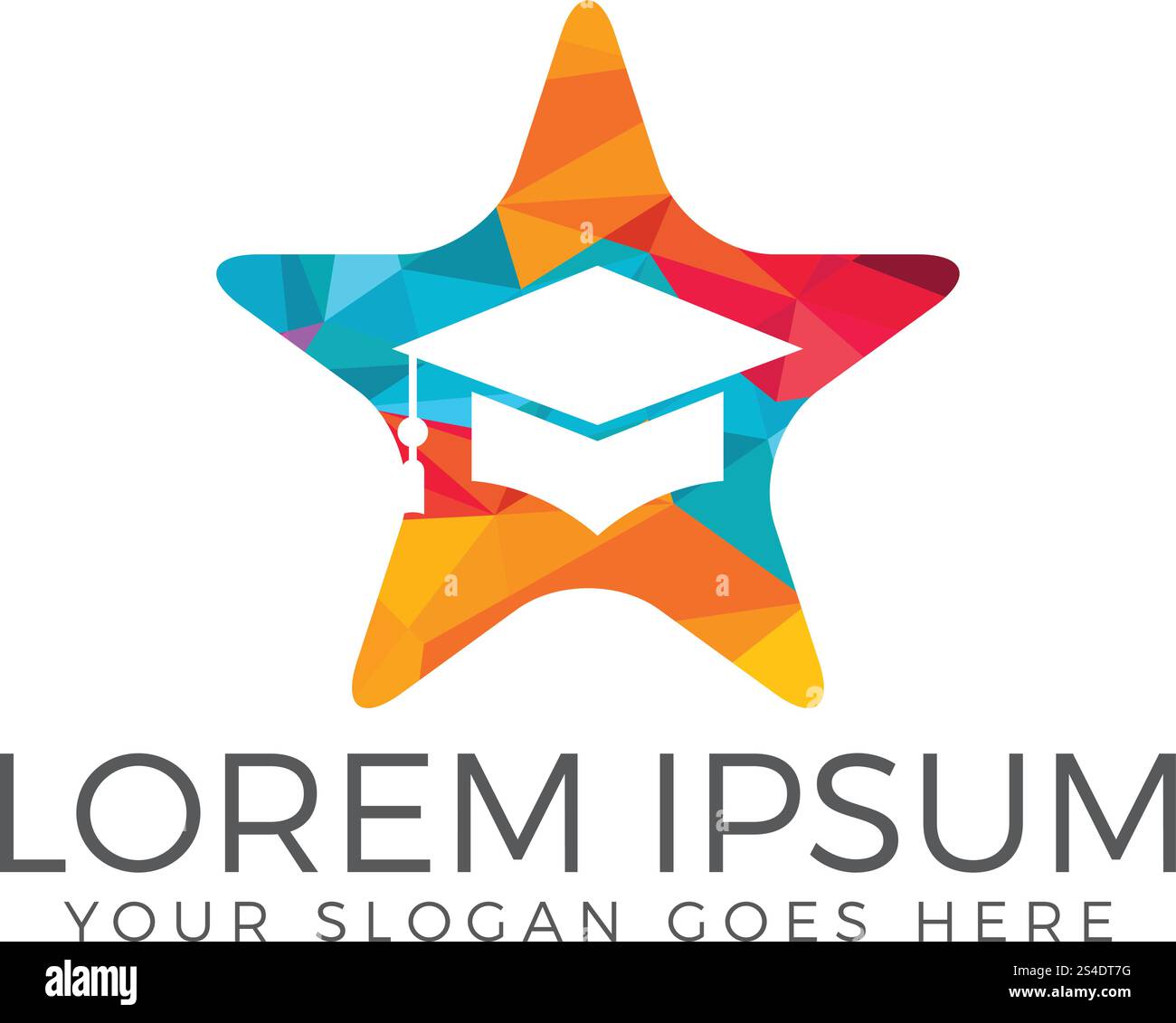 Graduation cap star shape vector logo design. Educational and ...