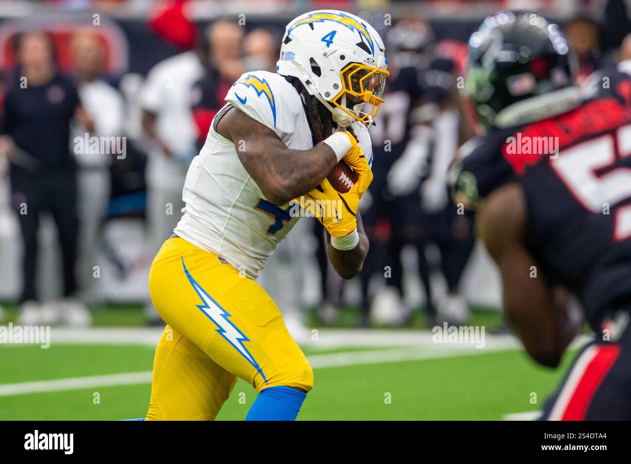 Houston, TX, USA. 11th Jan, 2025. Los Angeles Chargers running back Gus ...