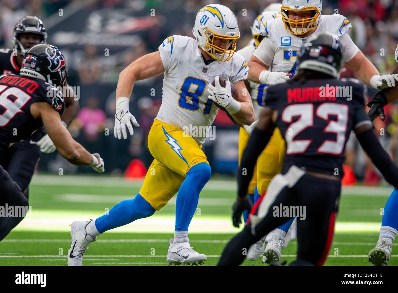 Houston, TX, USA. 11th Jan, 2025. Los Angeles Chargers tight end Will ...