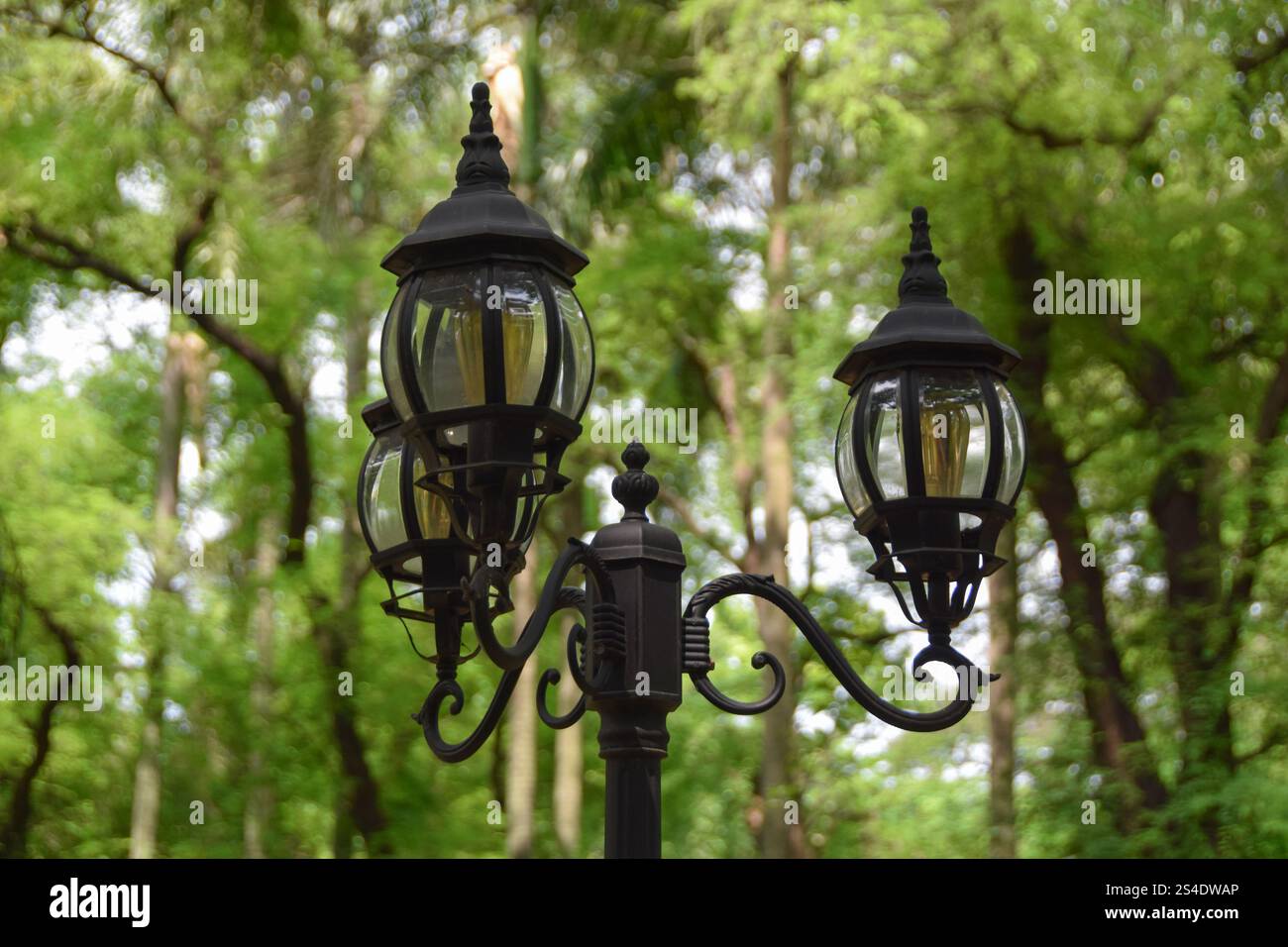Old vintage street lamp. Old vintage streetlight. Lamp park. Modern ...