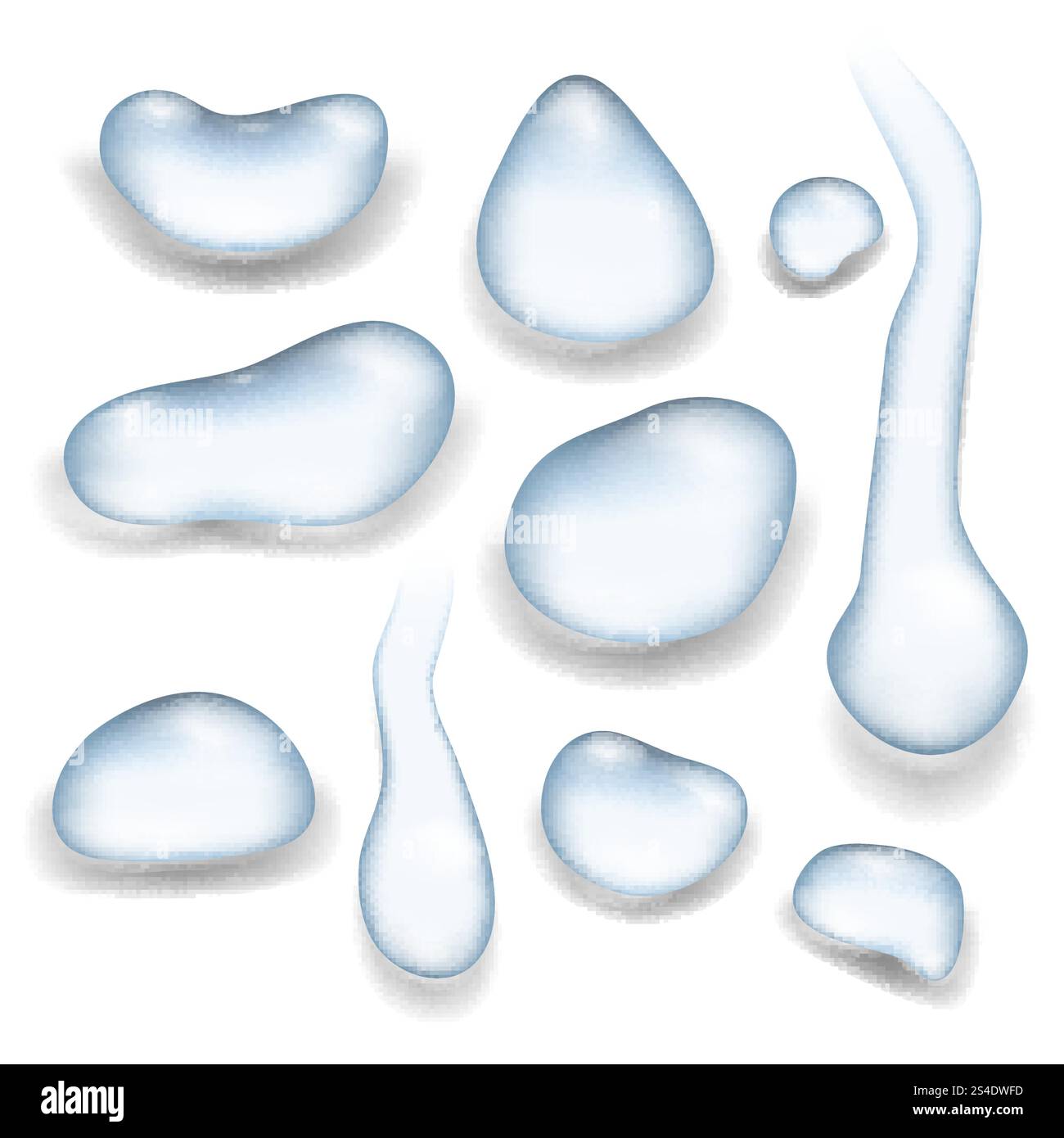 Big realistic vector water drops isolated white background. Set of drop ...