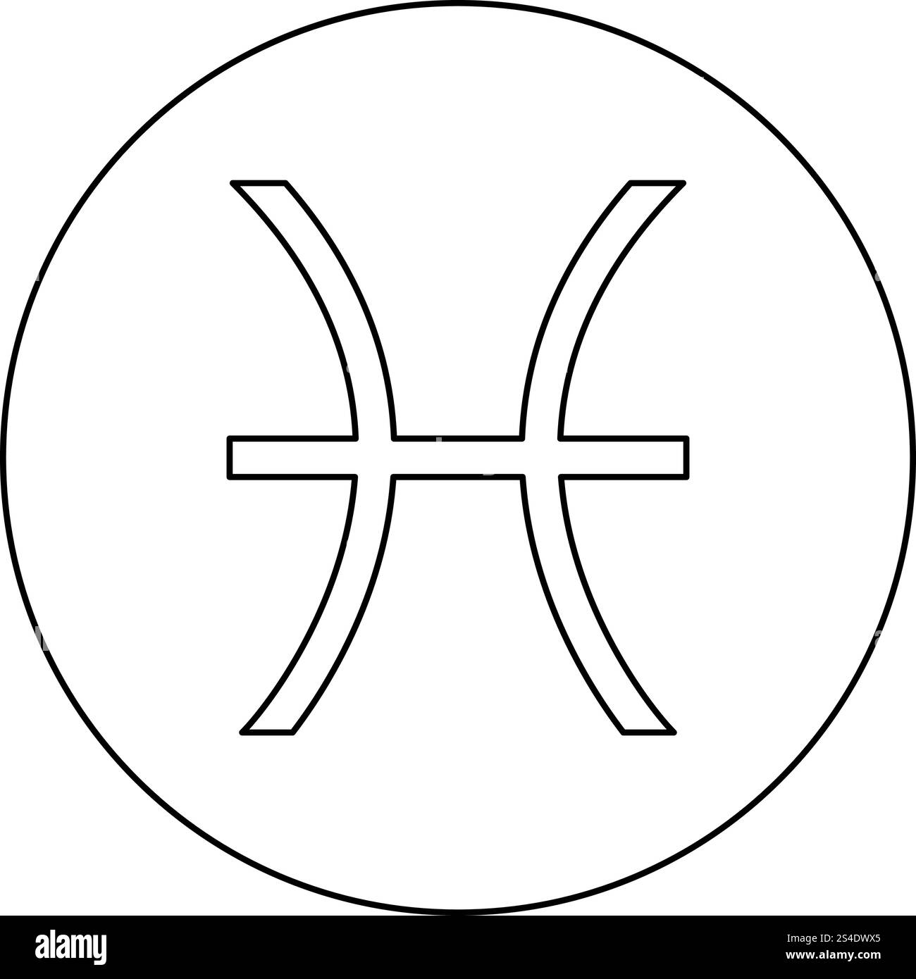 Pisces symbol zodiac icon black color in round circle outline vector ...
