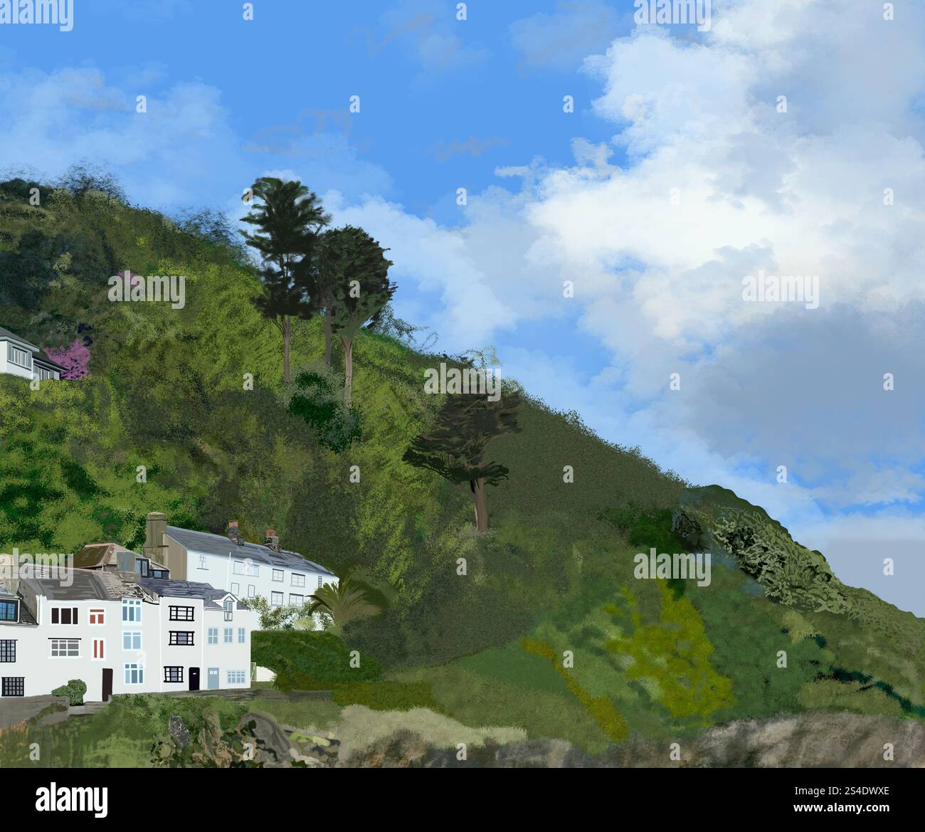 South West. Countryside. Coast.Coastal. Hills. Houses . Gardens. Trees ...