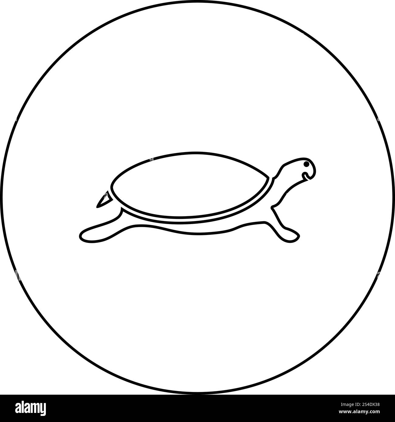 Tortoise turtle icon black color in round circle outline vector ...