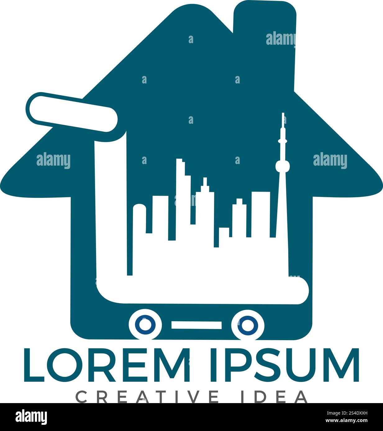 City Shopping home shape logo design. Cart and buildings icon design ...