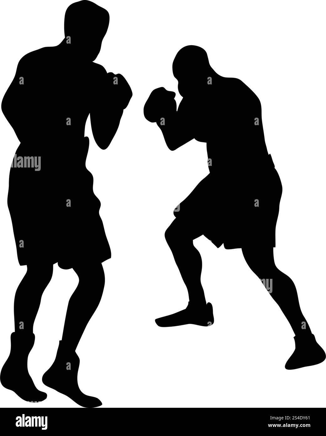 Boxing silhouette. Black on White. Vector illustration Stock Vector ...