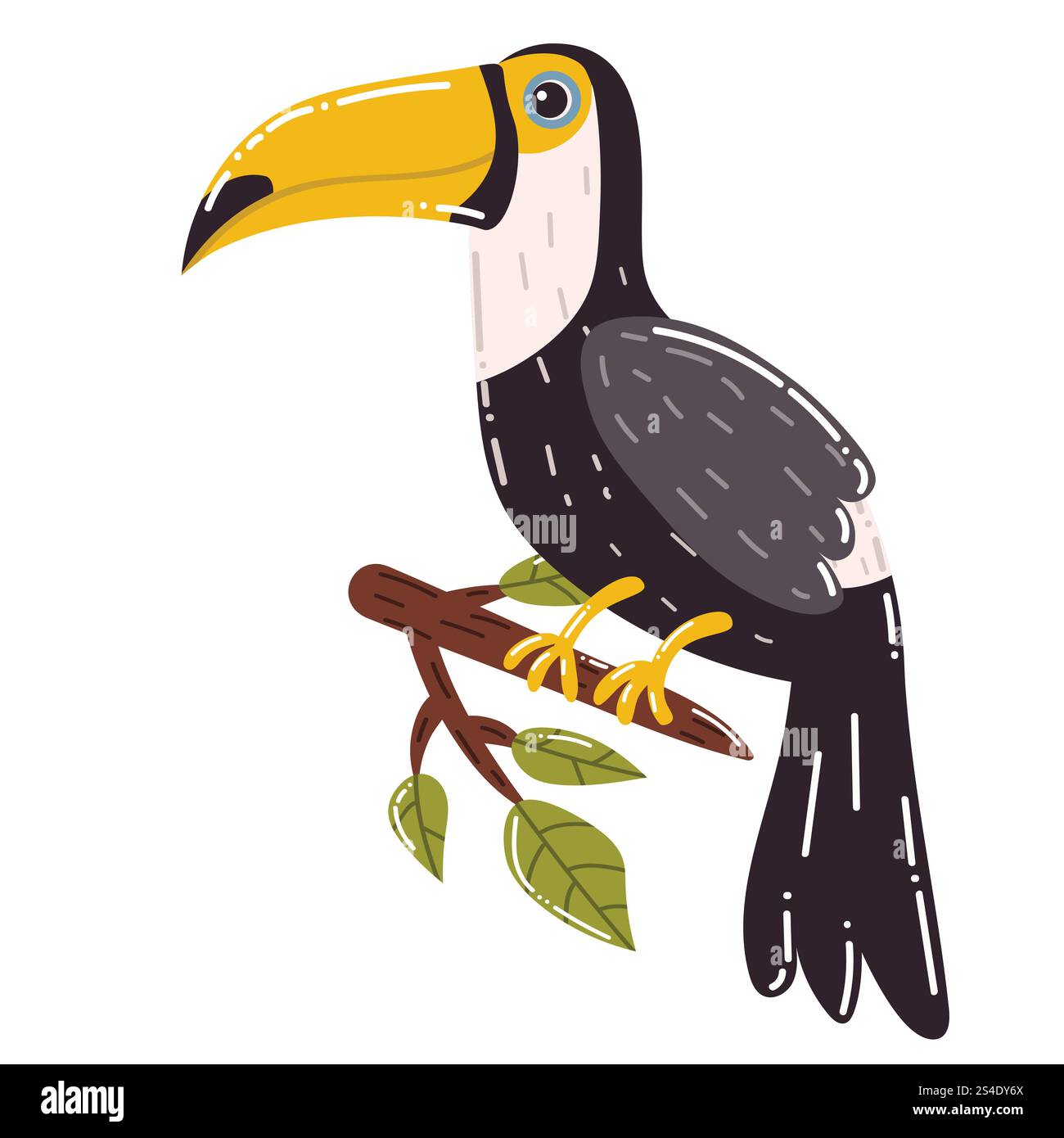 Cute cartoon Toucan, big tropical bird in flat style isolated on white ...