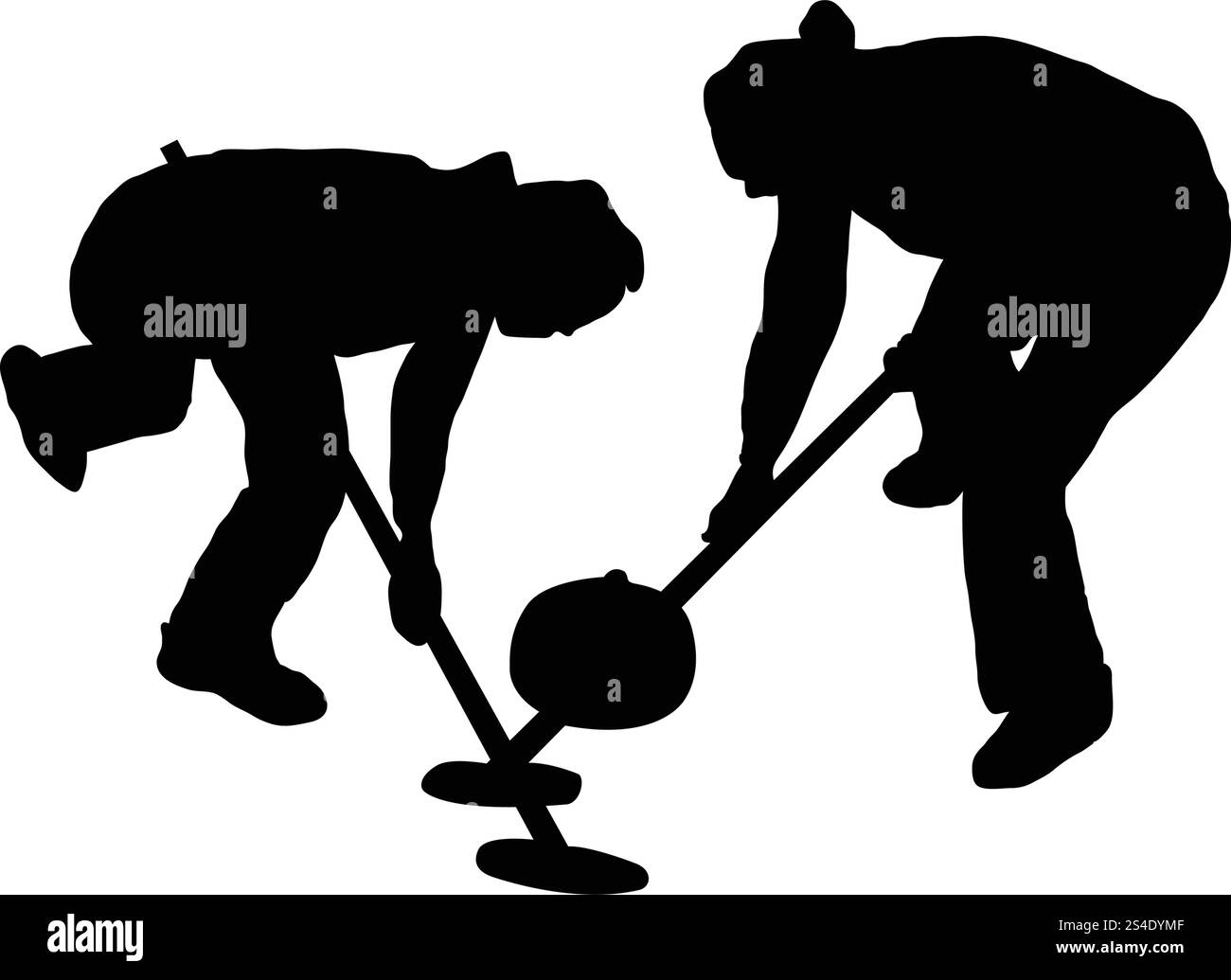 Curling silhouette. Black on White. Vector illustration Stock Vector ...