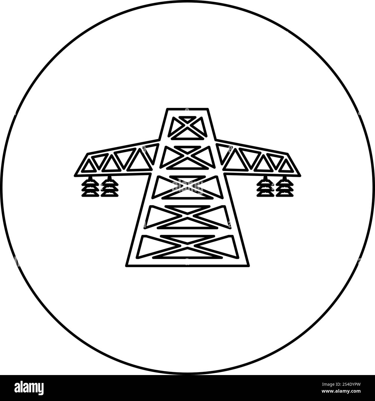 Electric pole post high voltage set line icon black color in round ...