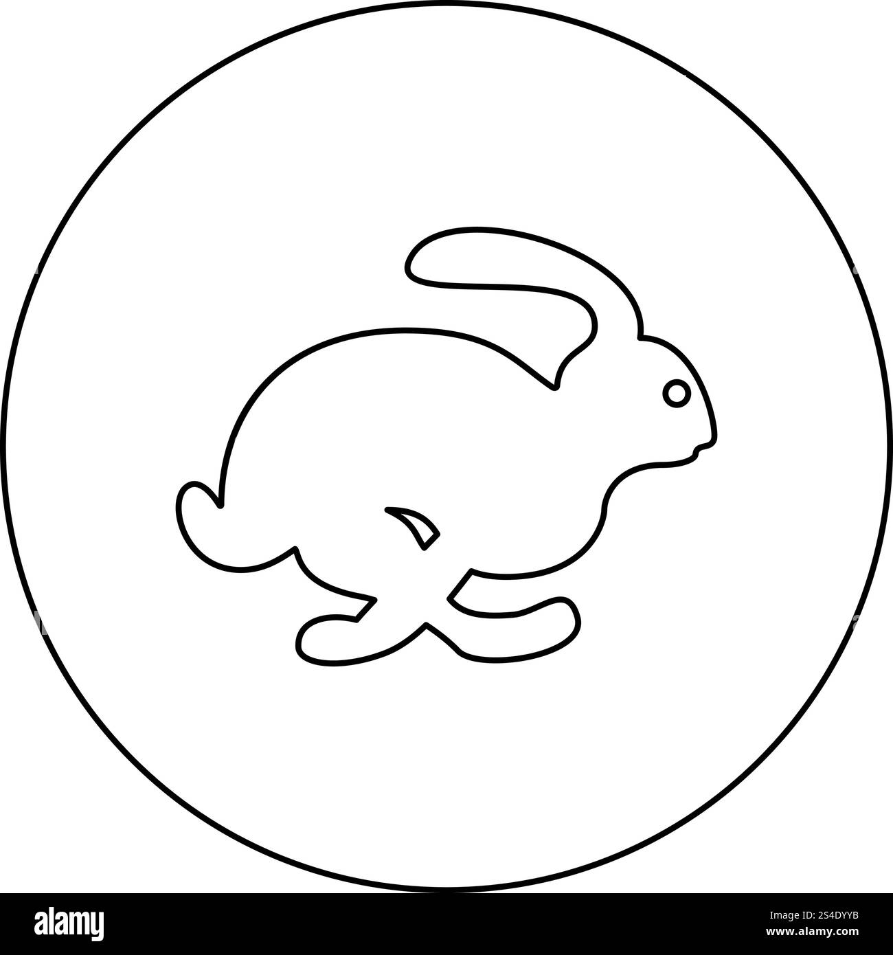 Rabbit hare concept speed icon black color in round circle outline ...