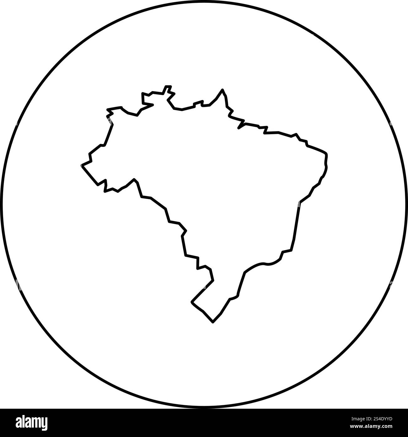Map of Brazil icon black color in round circle outline vector ...