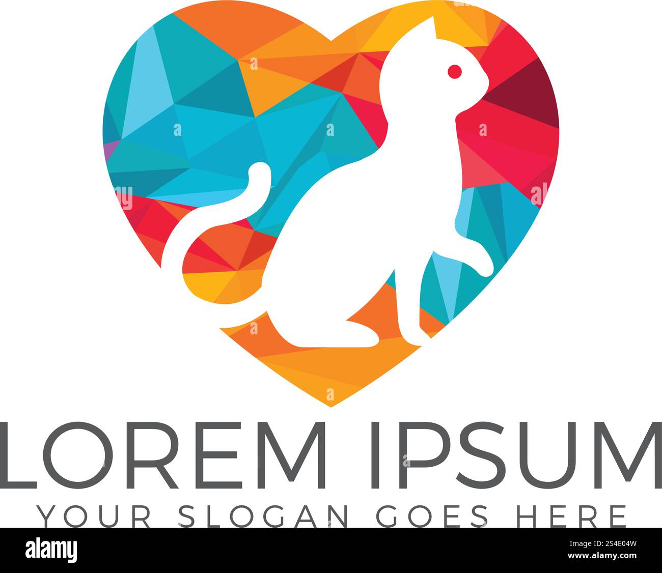 Cat heart shape vector logo design Stock Vector Image & Art - Alamy