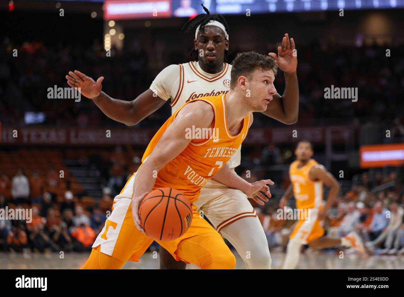AUSTIN, TX - JANUARY 11: Tennessee Volunteers forward Igor Milicic Jr. (7) drives to the basket ...