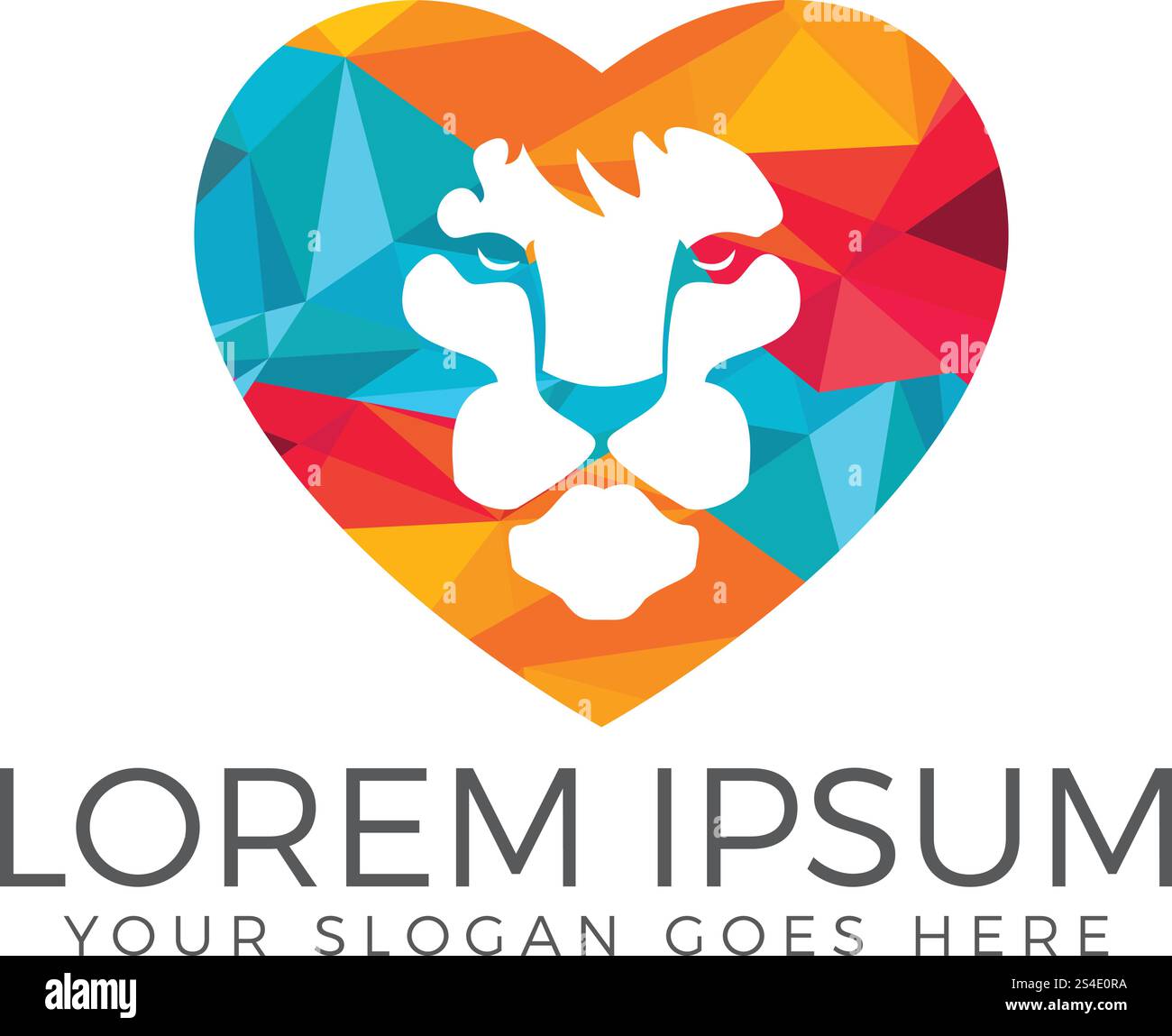 Lion king heart shaped logo design Stock Vector Image & Art - Alamy