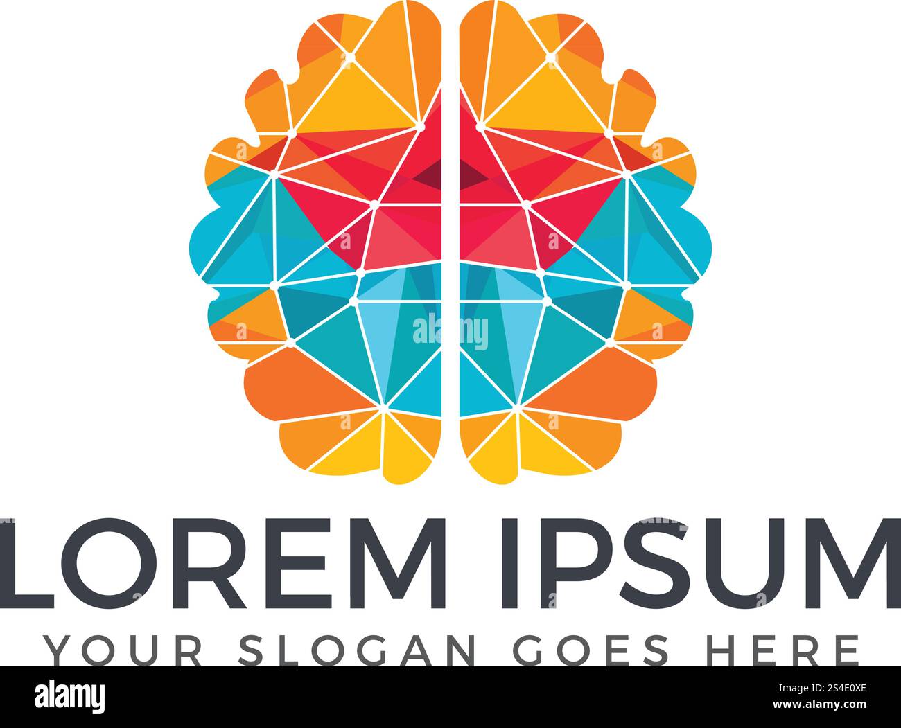 Digital human brain vector logo. Future electronic structure technology ...