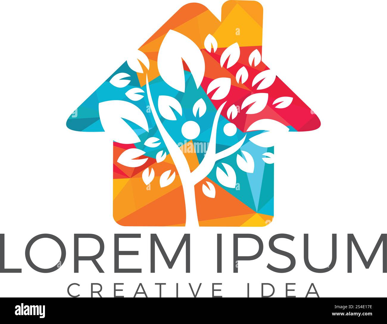 Human life logo icon of abstract people tree and house vector. Family ...