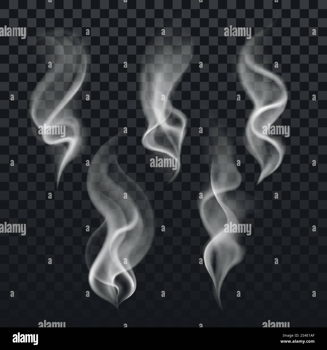 Transparent steam, cigarette smoke waves, fog texture vector set ...